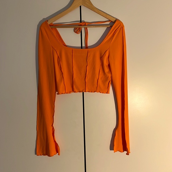 SHEIN | Tops | Bright Orange Long Sleeve Crop Top | Poshmark